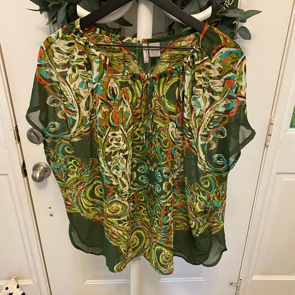 new directions | Tops | Nd Sheer Retro Colorful Top Ss Xl | Poshmark